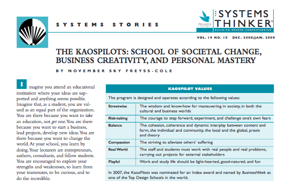 The Systems Thinker – The Kaospilots: School of Societal Change ... The Systems Thinker – The Kaospilots: School of Societal Change ...
